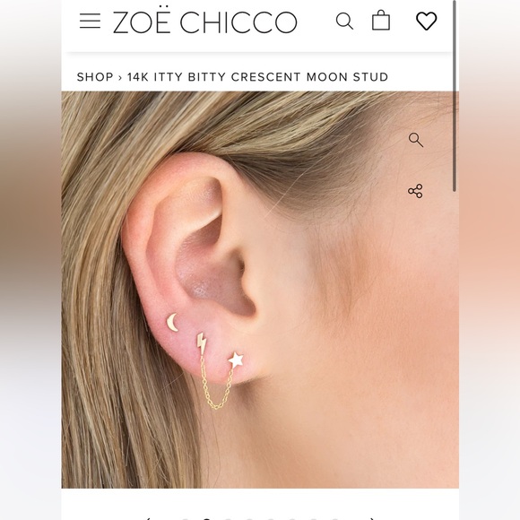 Zoe Chicco | Jewelry | Zoe Chicco Itty Bitty 4k Yellow Gold Crescent ...